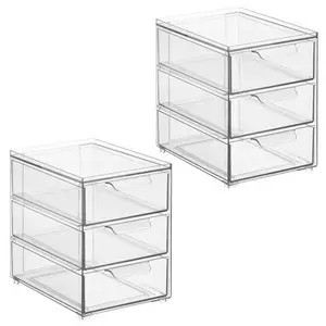 MDESIGN 3-drawer Stackable Organizerset Of 2 - Clear