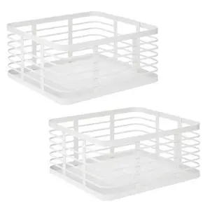 MDESIGN Metal Pantry Basket With Handlesset Of 2 - Matte White