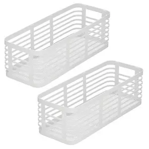 MDESIGN Metal Pantry Basket With Handlesset Of 2 - Matte White