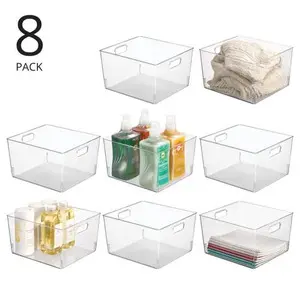 MDESIGN Large Plastic Storage Organizer Container Binhandles, 8 Pack