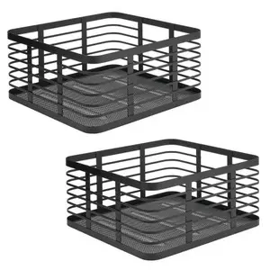 MDESIGN Metal Pantry Basket With Handlesset Of 2 - Matte Black