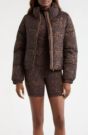 MPG Leopard Print Puffer Jacket