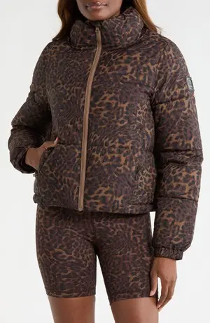 MPG Leopard Print Puffer Jacket