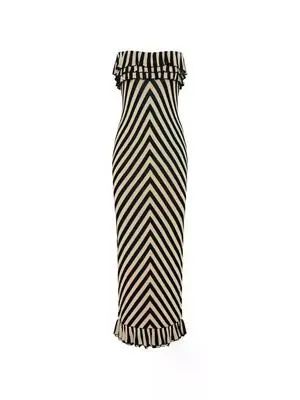 Posse Ruffled Striped Strapless Maxi Dress