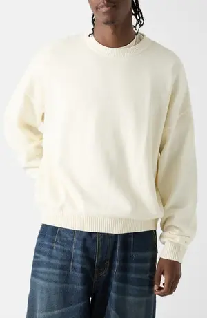 GUESS ORIGINALS Crewneck Jacquard Sweater - Ivory