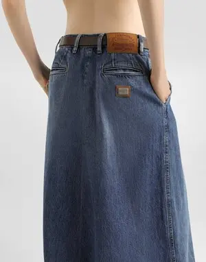 Dolce & Gabbana Long Denim Straight Skirt