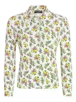 Dolce & Gabbana Floral-print Polo Shirt - White