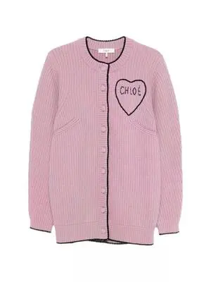 Chloé Logo Rib Knit Cardigan