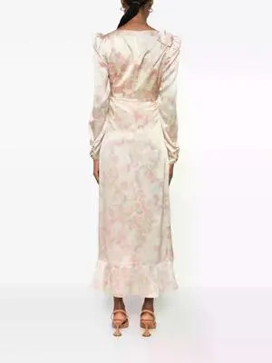 Alessandra Rich Silk Midi Dress - Neutrals