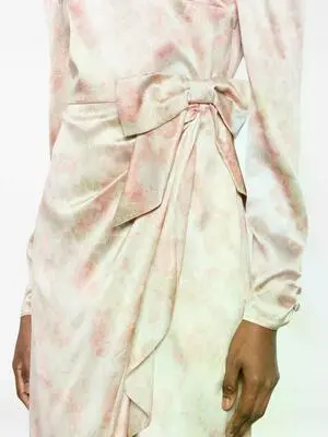 Alessandra Rich Silk Midi Dress - Neutrals