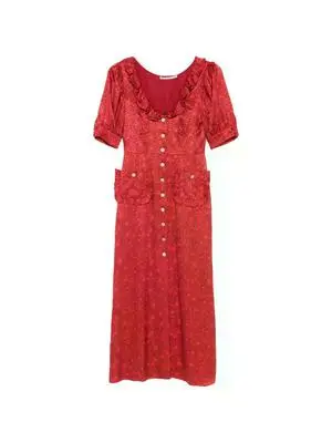 Alessandra Rich Jacquard Midi Dress - Red