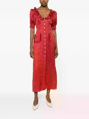 Alessandra Rich Jacquard Midi Dress - Red