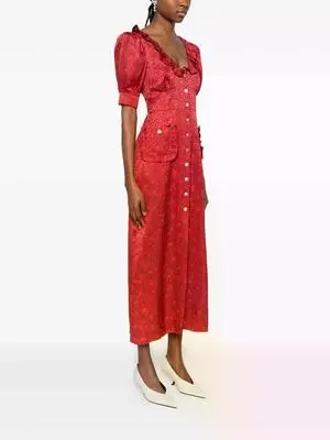 Alessandra Rich Jacquard Midi Dress - Red
