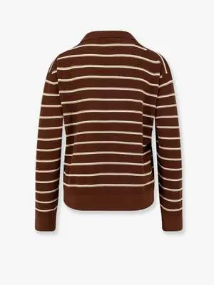 Miu Miu Striped Cotton Polo Shirt - Brown