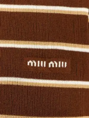 Miu Miu Striped Cotton Polo Shirt - Brown
