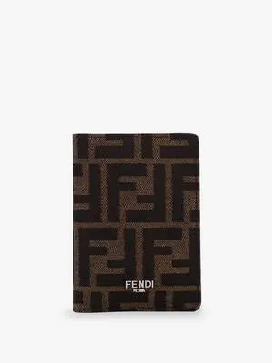 Fendi Ff Fabric Card Holder With Front Logo - Brown