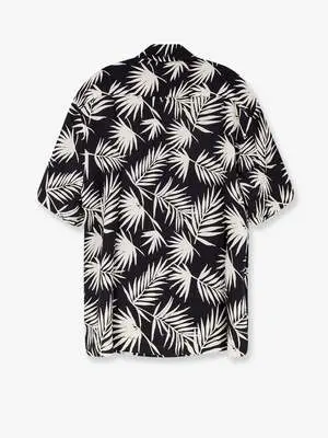 LANEUS Printed Viscose Shirt - Black