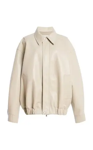 AGOLDE Aston Leather Bomber Jacket Ivory