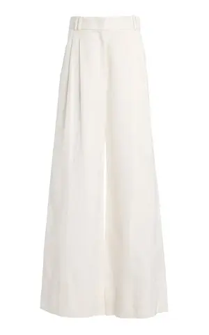 Another Tomorrow High-rise Wide-leg Pleated Trousers - Off-white