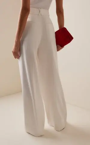 Another Tomorrow High-rise Wide-leg Pleated Trousers - Off-white