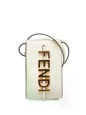 Fendi 2010-2025 Leather Graphy Phone Pouch Crossbody Bag - White