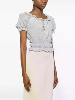 Alessandra Rich Polka-dot Ruffled Top