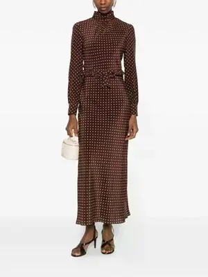 Alessandra Rich Polka Dot Print Midi Dress