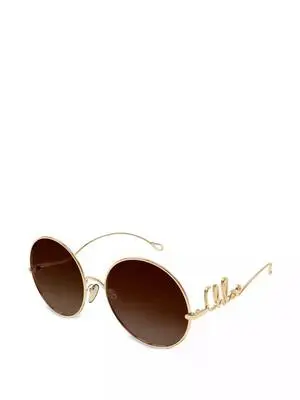 Chloé Logo Round-frame Sunglasses - Gold