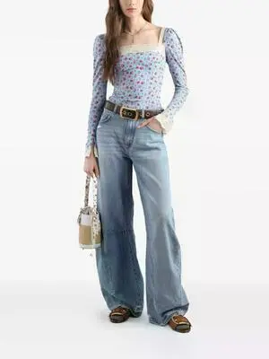 Dolce & Gabbana Floral-print Lace-trim Top