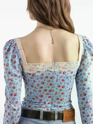 Dolce & Gabbana Floral-print Lace-trim Top