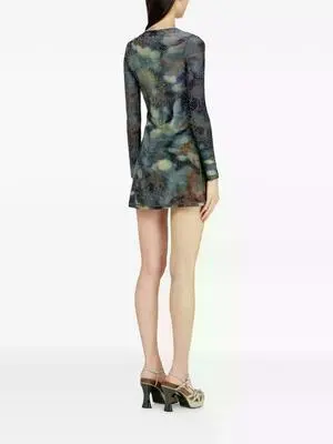 DIESEL® Abstract Print Long Sleeve Mini Dress