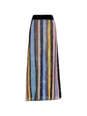 Agua Bendita Cyprus Striped Crochet Maxi Skirt - Pink