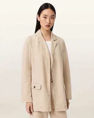 ALLSAINTS Aleida Tencel Blazer Brown