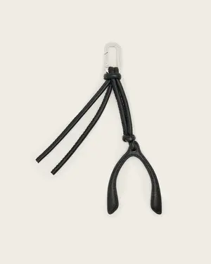 ALLSAINTS Wishbone Leather Keyring - Black