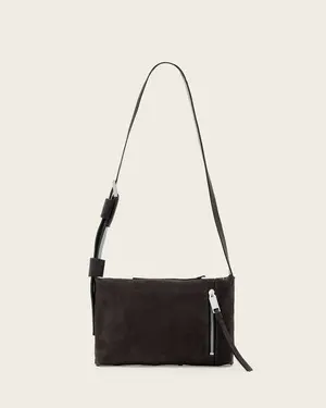 ALLSAINTS Alba Suede Crossbody Bag - Brown