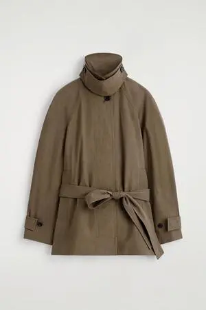 Cos Belted Cotton Short Trench Coat