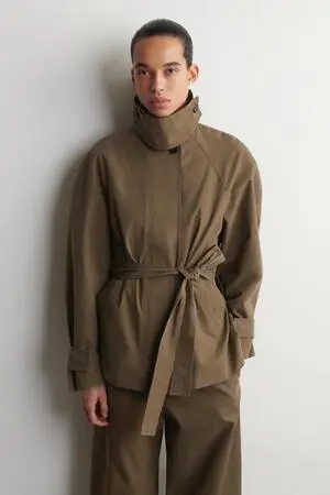 Cos Belted Cotton Short Trench Coat