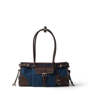 Prada Bonnie Medium Denim And Leather Handbag