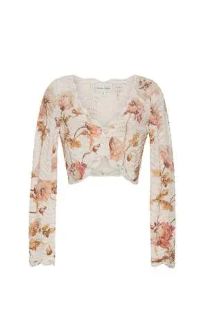 Cara Cara Sally Cropped Cardigan - Lockwood Flora Egret