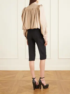 Chloé Cropped Gathered Organic Cotton-canvas Jacket - Neutrals