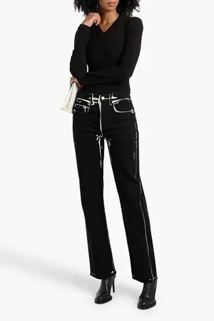 Proenza Schouler Ryman Printed High-rise Straight-leg Jeans - Black
