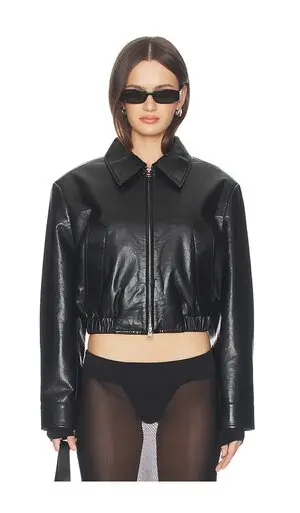 AGOLDE Nahla Cropped Leather Jacket - Detox