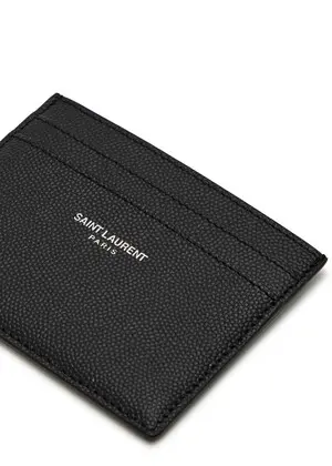 Saint Laurent Logo Pebbled Leather Card Holder