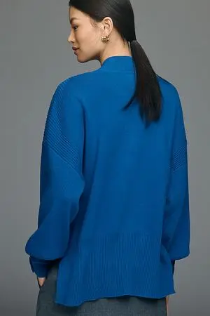 Maeve V-neck Wool Blend Pullover Sweater - Lapis