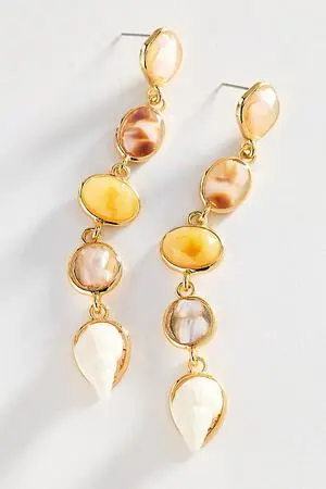 Anthropologie Seashell Stack Drop Earrings - Light Neutral