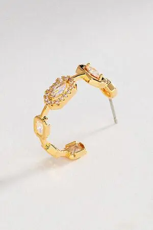 Anthropologie Mixed Crystal Mini Hoop Earrings