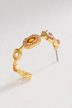 Anthropologie Mixed Crystal Mini Hoop Earrings - Mauve