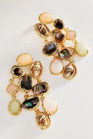 Anthropologie Shell Cascade Earrings - Dark Neutral