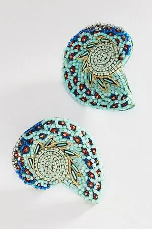 Mignonne Gavigan Mollusk Shell Stud Earrings - Grey Blue