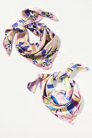 Anthropologie Geometric Floral Prted Hair Scarf - Purple Floral